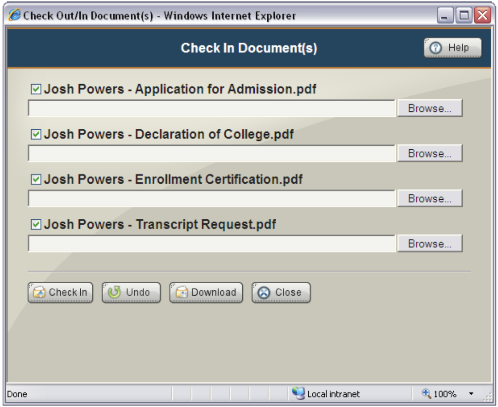 Checking Out/Checking In Documents