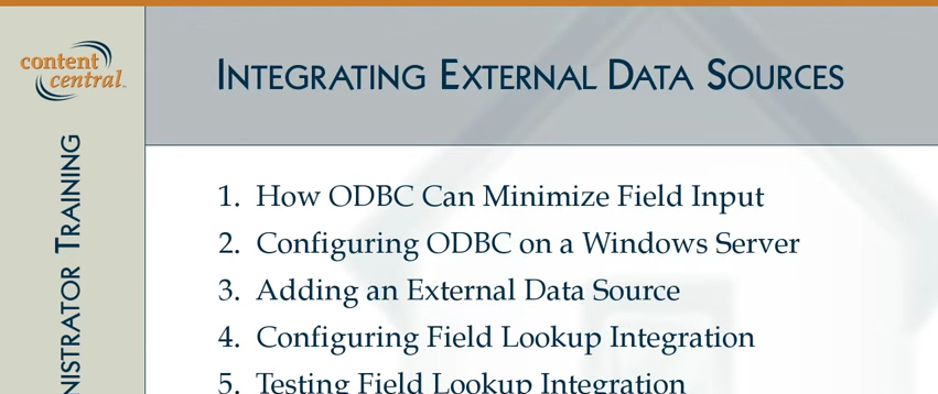 Advanced Admin Training Video: Integrating External Data Sources