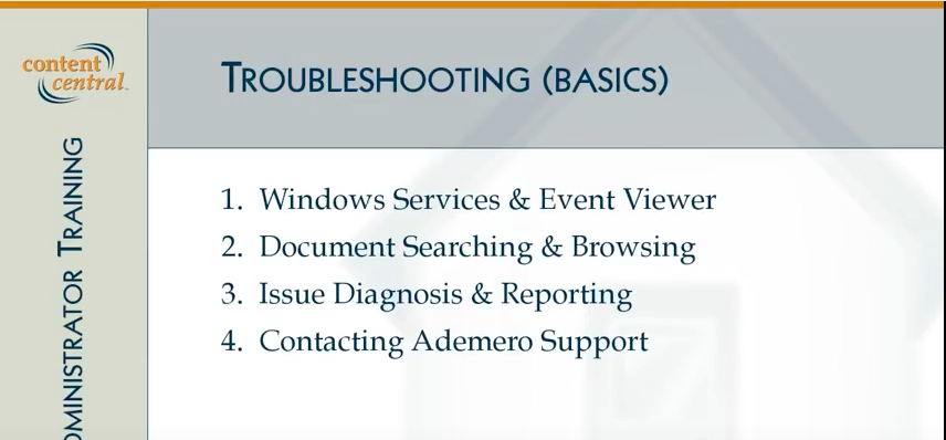 Advanced Admin Training Video Troubleshooting Basics